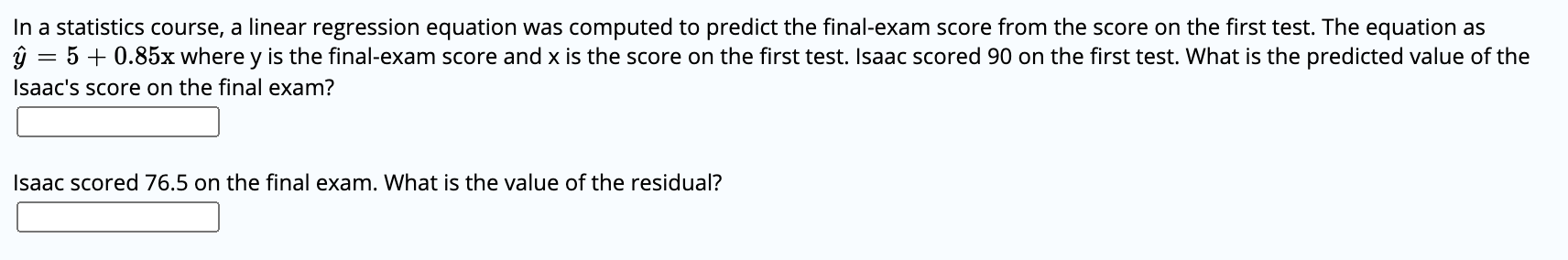 Solved In a statistics course, a linear regression equation | Chegg.com