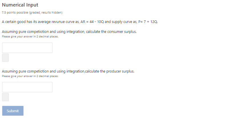 Solved Numerical Input 7.5 points possible (graded, results | Chegg.com