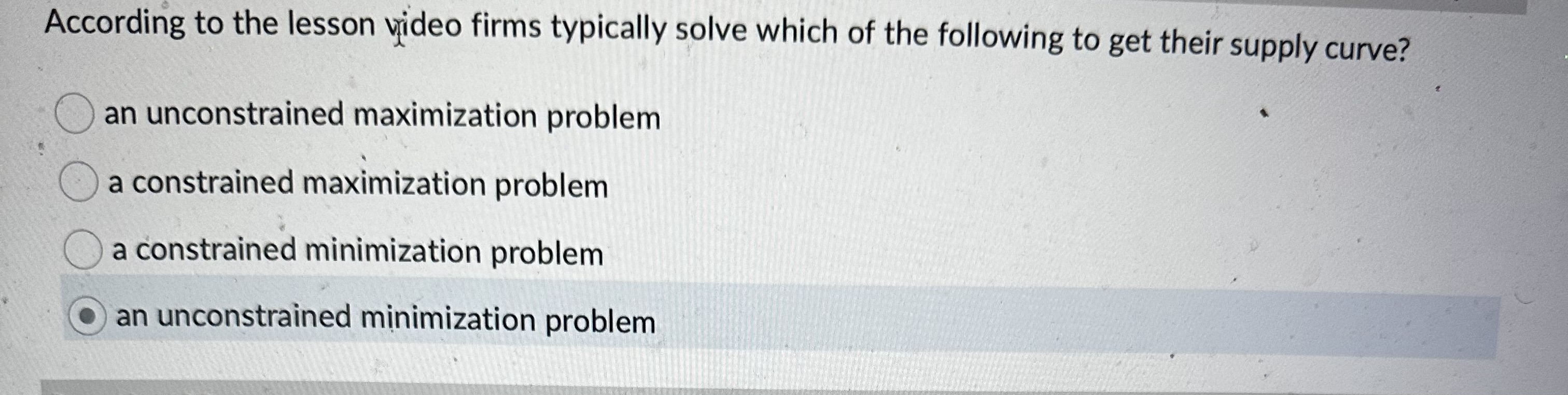 Solved According to the lesson video firms typically solve | Chegg.com
