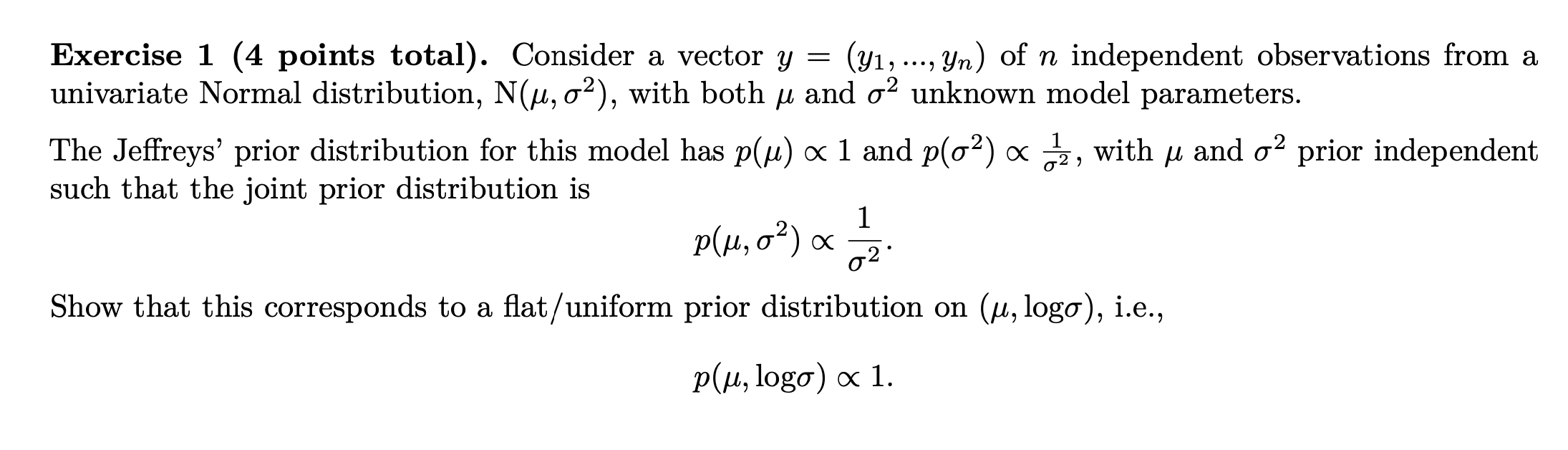 Solved Consider a vector y = (y1,...,yn) of n independent | Chegg.com