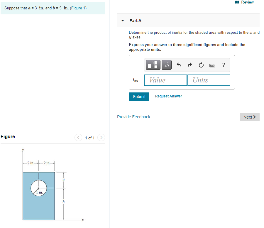 Solved B Review Suppose that a = 3 in. and b = 5 in. (Figure | Chegg.com
