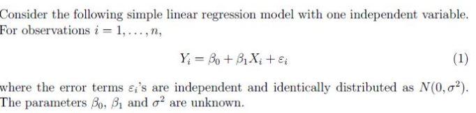 Solved Consider the following simple linear regression model | Chegg.com