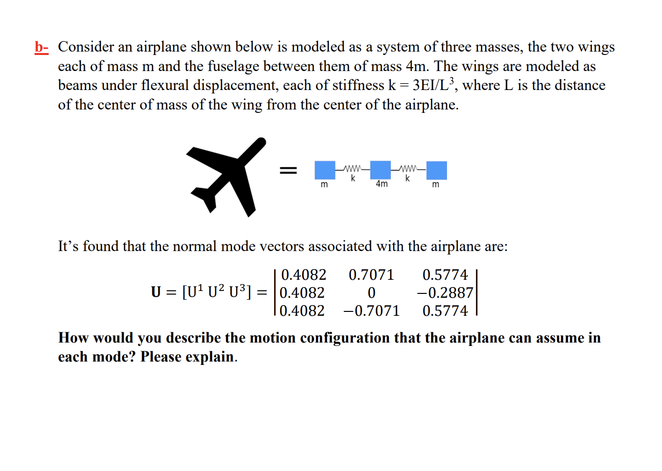 Solved Consider an airplane shown below is modeled as a | Chegg.com