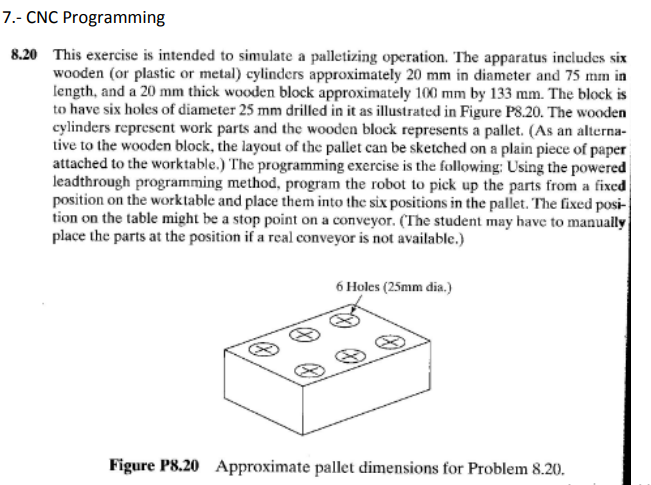 Solved 7.- CNC Programming 8.20 This exercise is intended to | Chegg.com