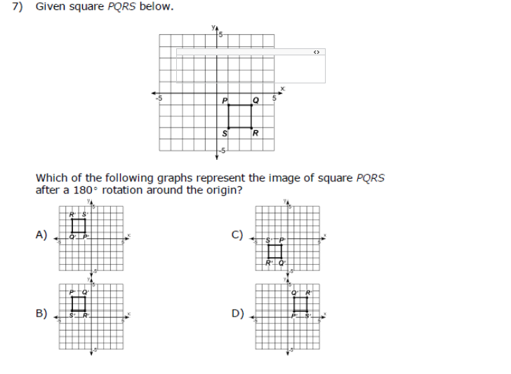 Solved 7) Given square PQRS below. P SOR Which of the | Chegg.com