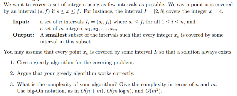 Solved We want to cover a set of integers using as few | Chegg.com