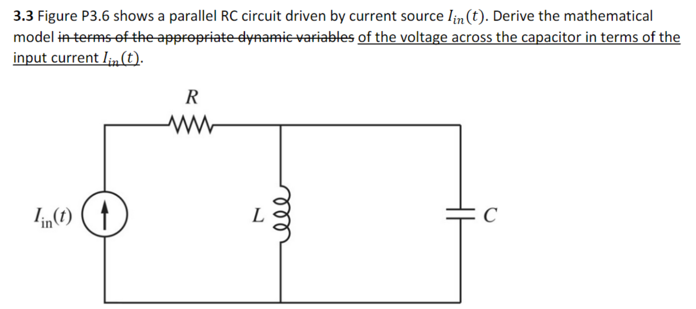 Solved 3.3 Figure P3.6 shows a parallel RC circuit driven by | Chegg.com
