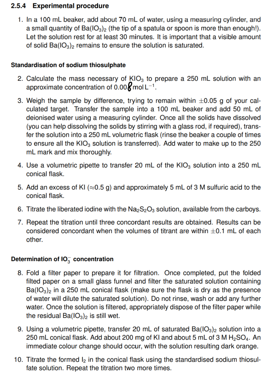 Solved 2.5 Experiment 5: the solubility product of Ba(IO3)2 | Chegg.com