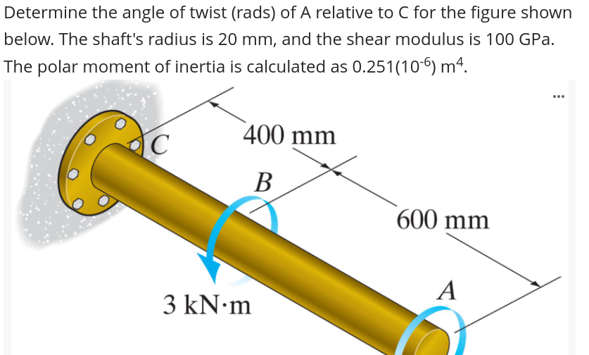 Determine the angle of twist (rads) of A relative to | Chegg.com