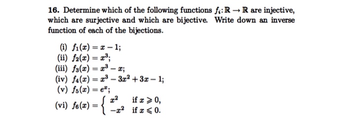 Solved 16. Determine which of the following functions fi: R | Chegg.com