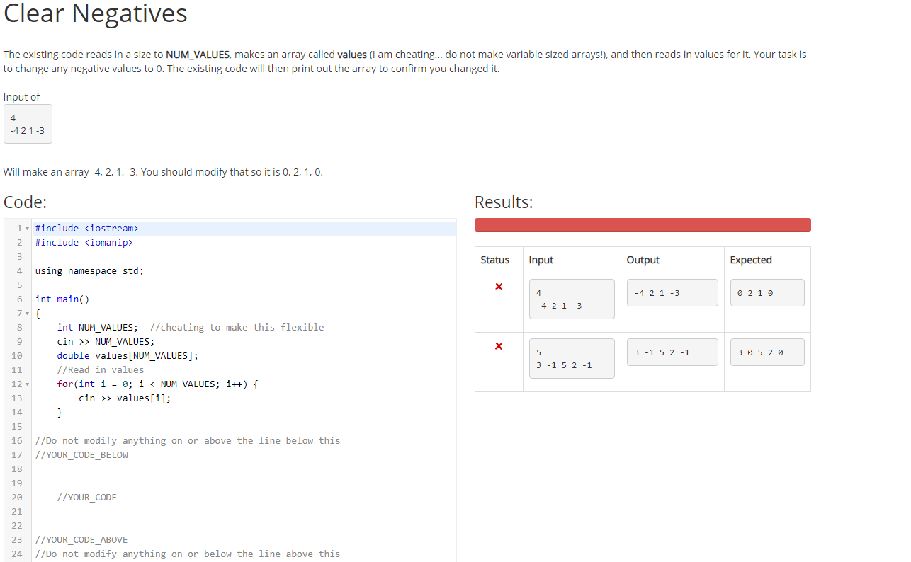 Solved C Difficulties Sure Search Array Negatives Chang