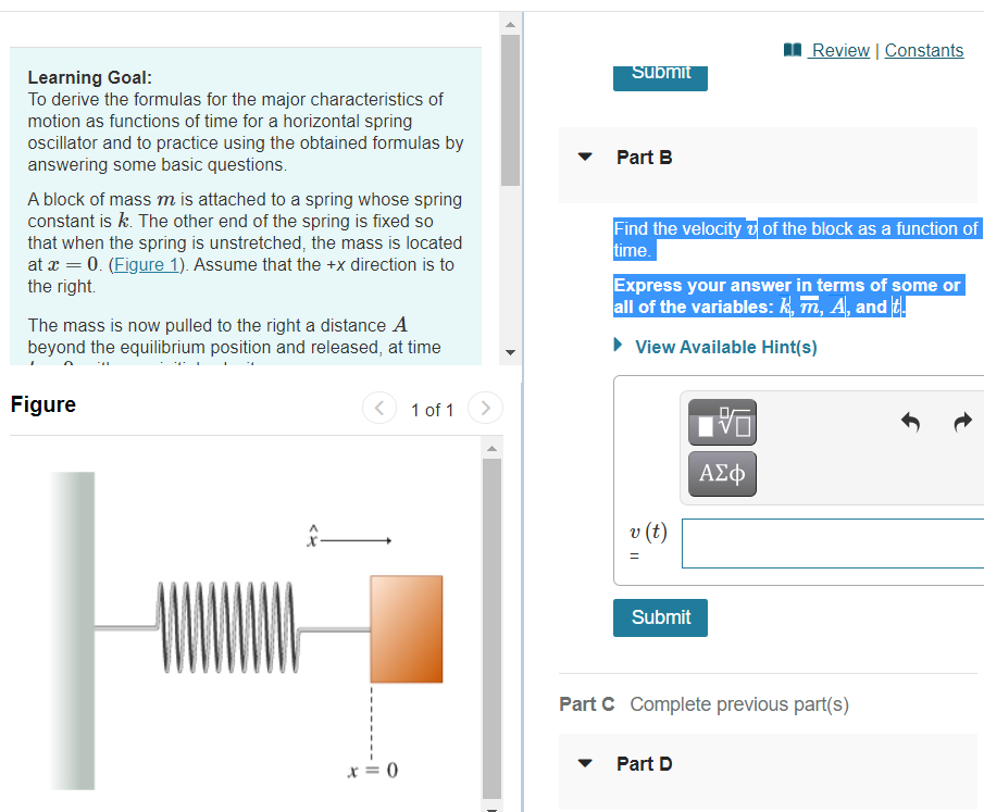 Solved Review Constants Submit Part B Learning Goal: To | Chegg.com