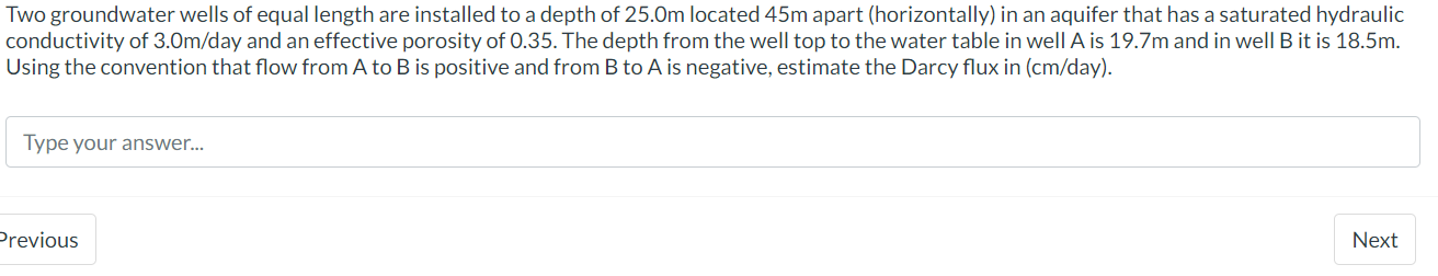 Solved Two groundwater wells of equal length are installed | Chegg.com
