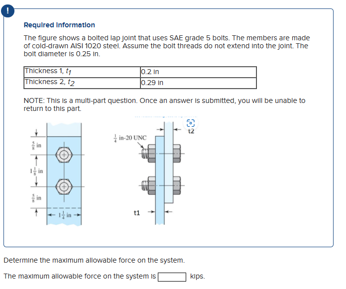 Solved Required InformationThe figure shows a bolted lap | Chegg.com
