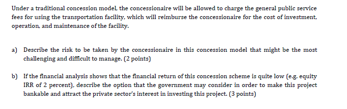 Solved Under a traditional concession model, the | Chegg.com