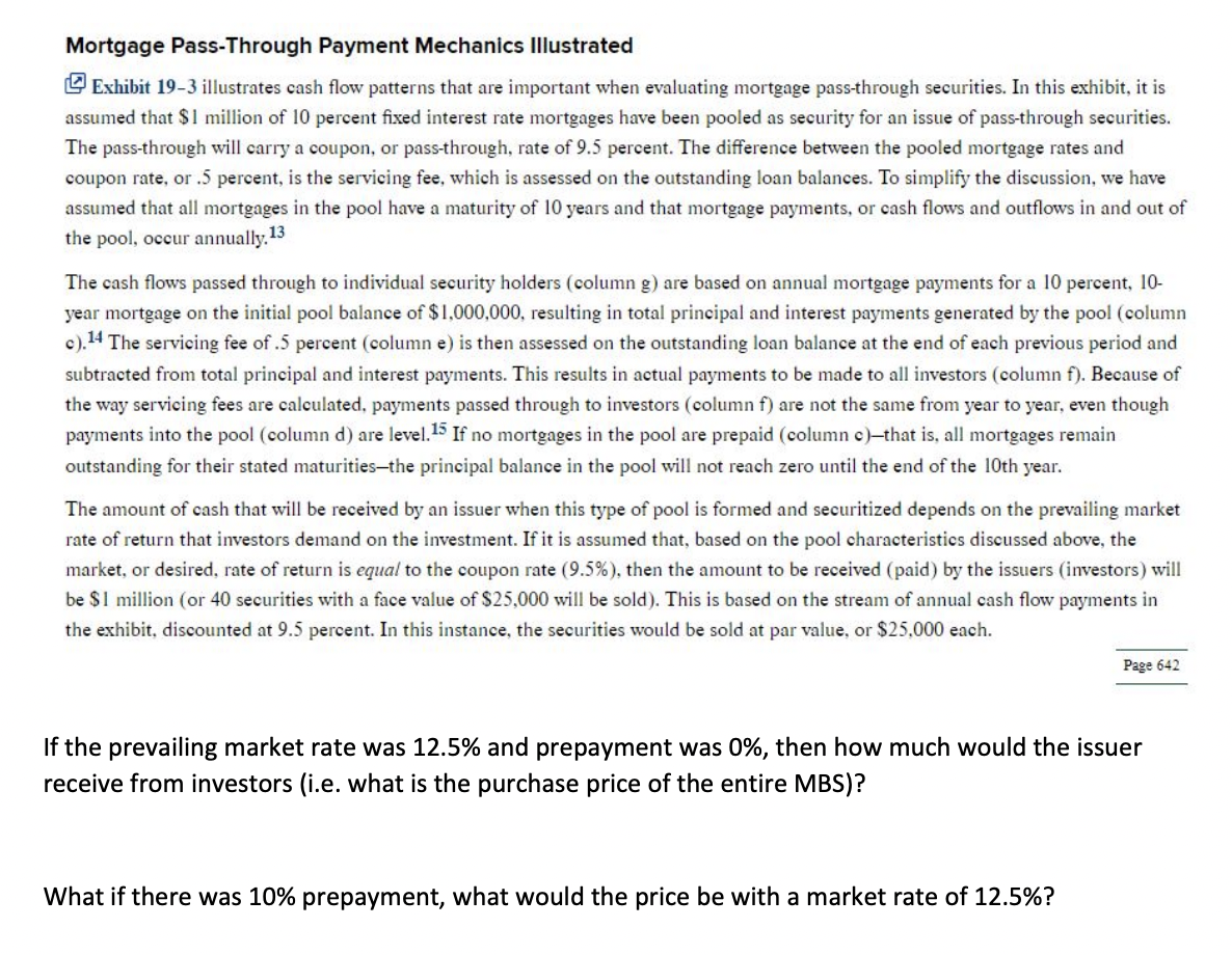 Mortgage Pass-Through Payment Mechanics Illustrated | Chegg.com