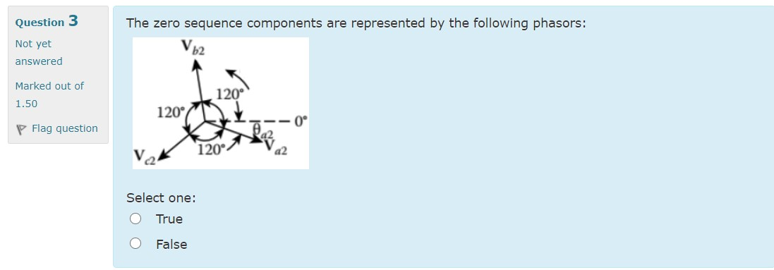 Solved Question 3 The zero sequence components are | Chegg.com