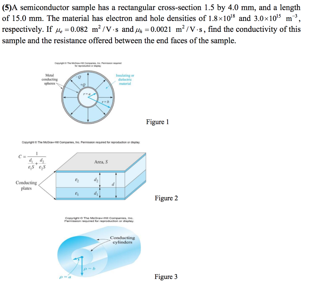 Solved -3 (5)A semiconductor sample has a rectangular | Chegg.com