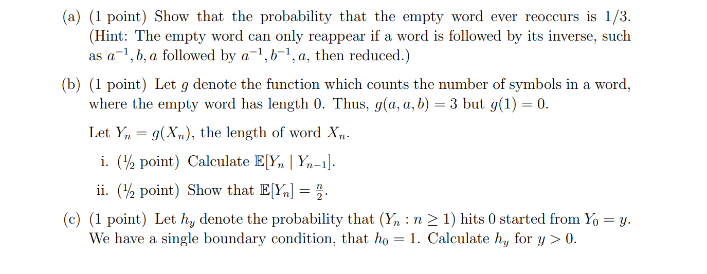 (4 points) Consider a free group with generators a | Chegg.com