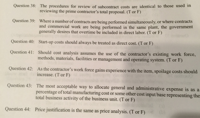 Solved The Procedures For Review Of Subcontract Costs Are Chegg