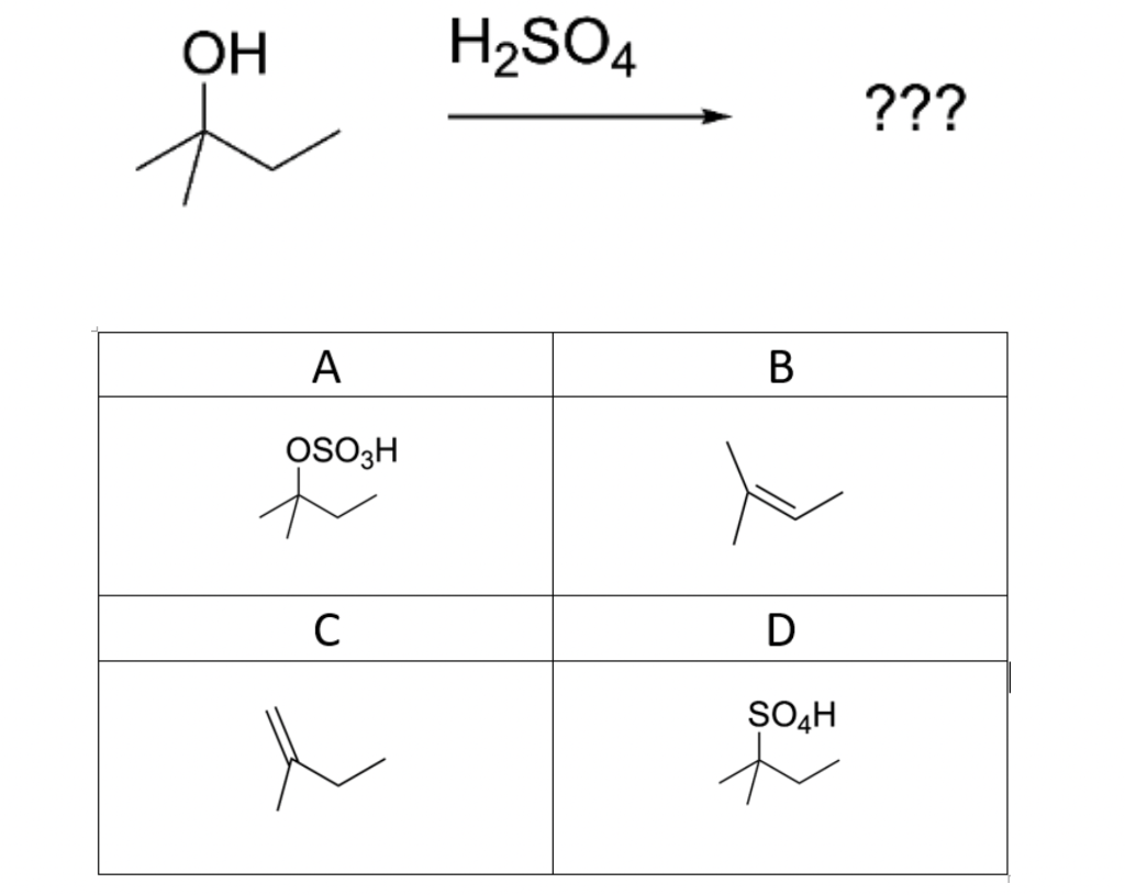 Solved OH H2SO4 ??? A B OSO3H M C D SO4H | Chegg.com