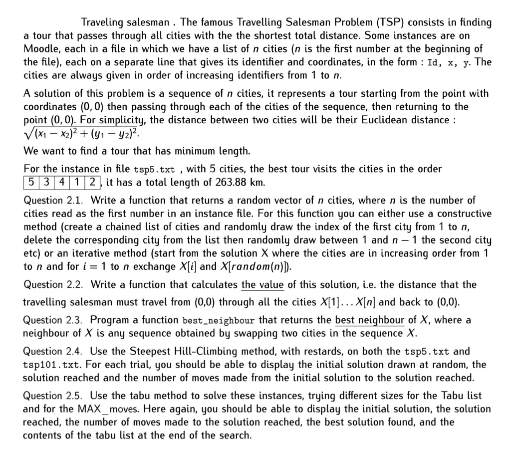 Solved Traveling salesman. The famous Travelling Salesman | Chegg.com