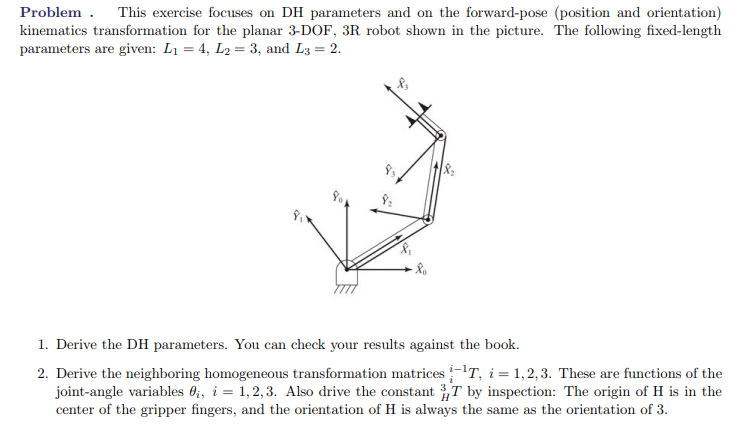 Solved Problem . This exercise focuses on DH parameters and | Chegg.com