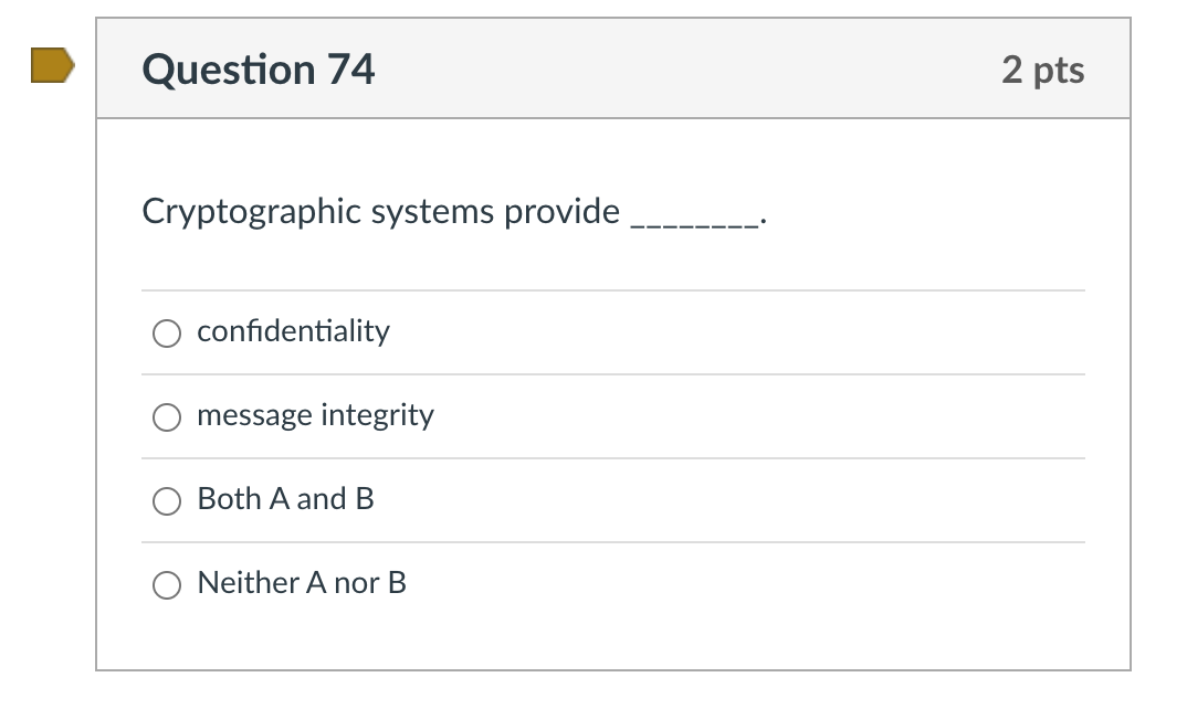 Solved Cryptographic systems provide confidentiality message | Chegg.com