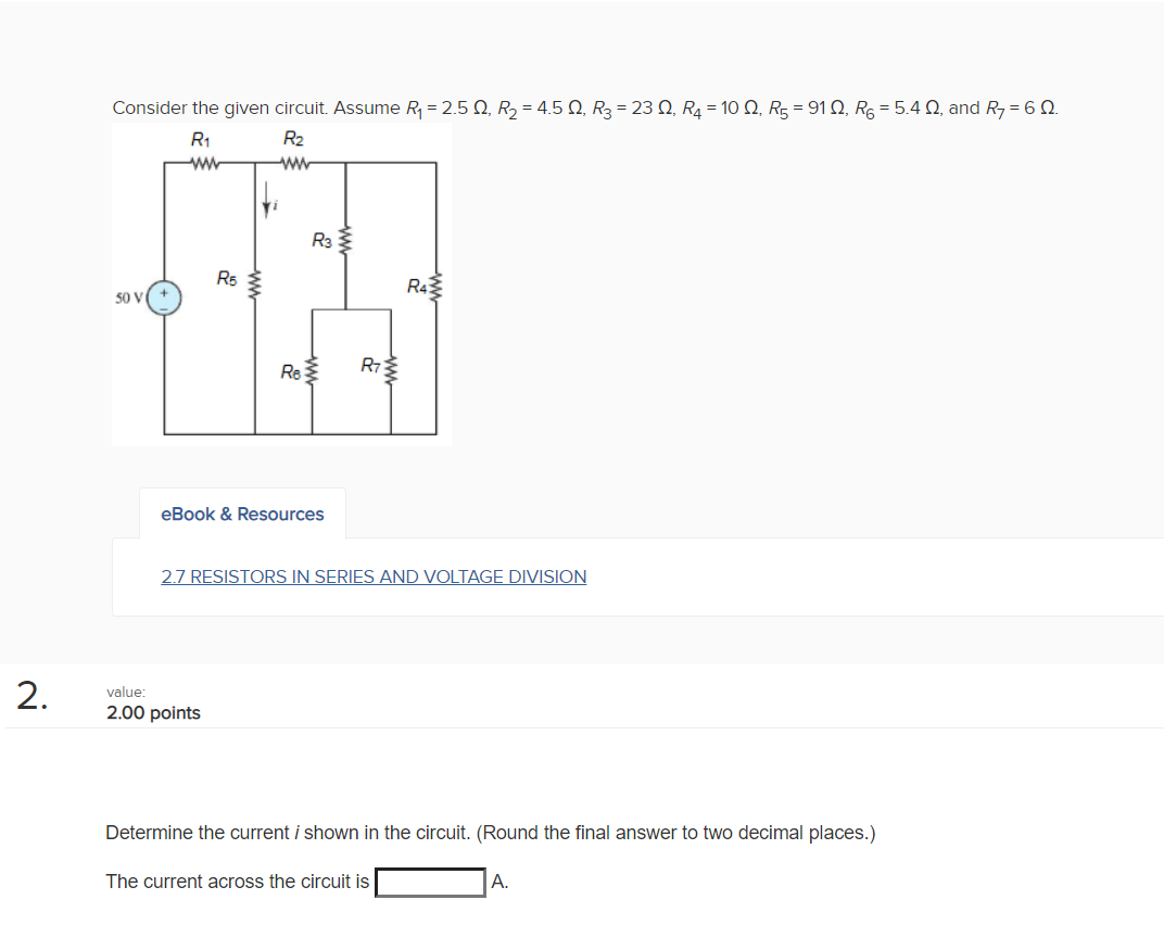Solved Consider the given circuit. Assume Ry = 2.5 N, R2 = | Chegg.com