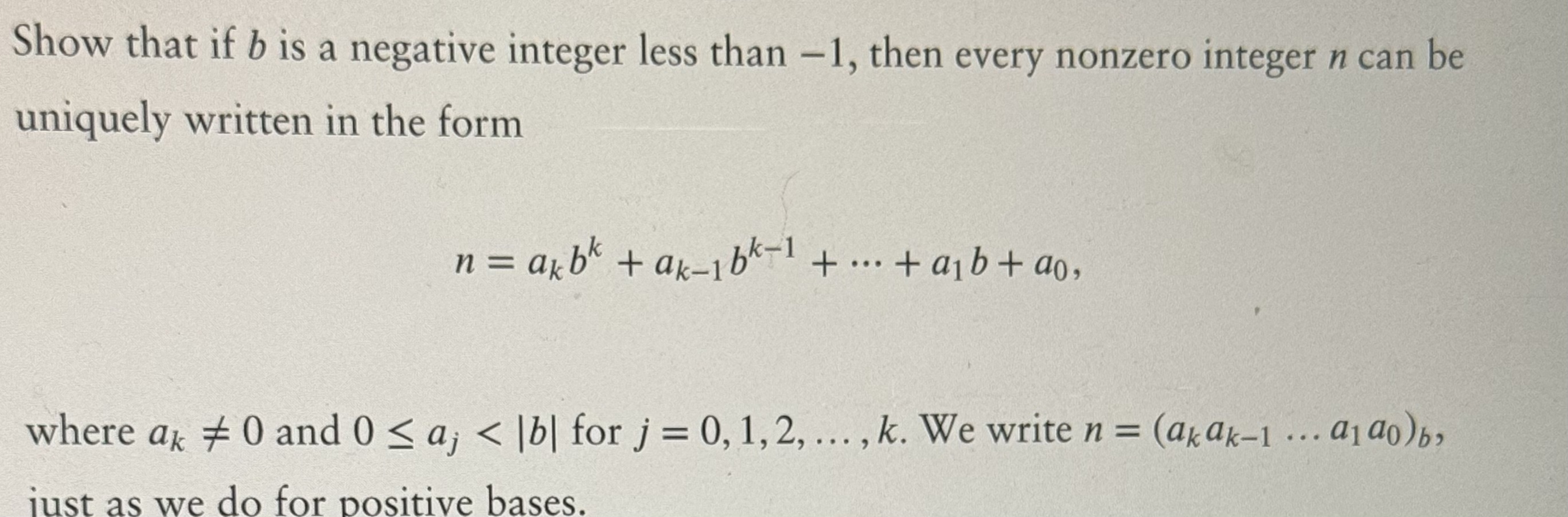 Solved Show that if b ﻿is a negative integer less than -1 , | Chegg.com