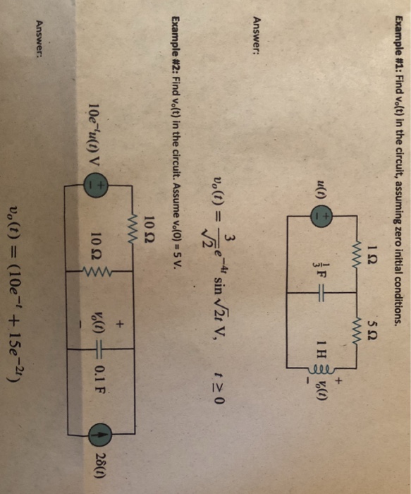 Solved Example #1: Find volt) in the circuit, assuming zero | Chegg.com