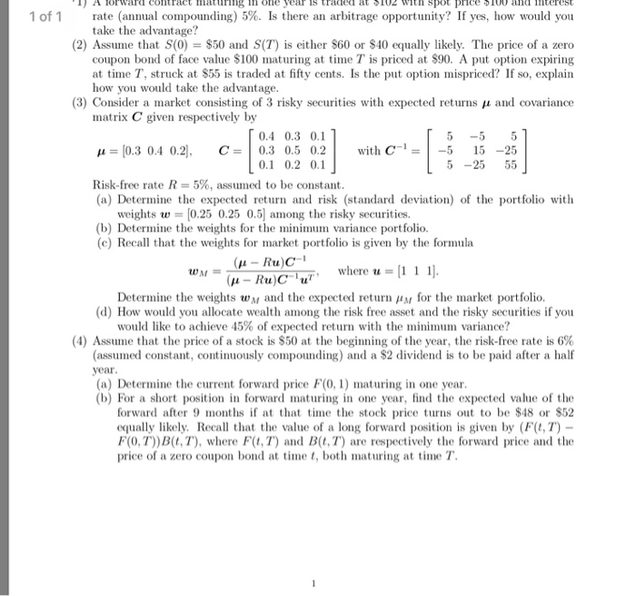 Financial mathematics Questions 3 and 4 | Chegg.com