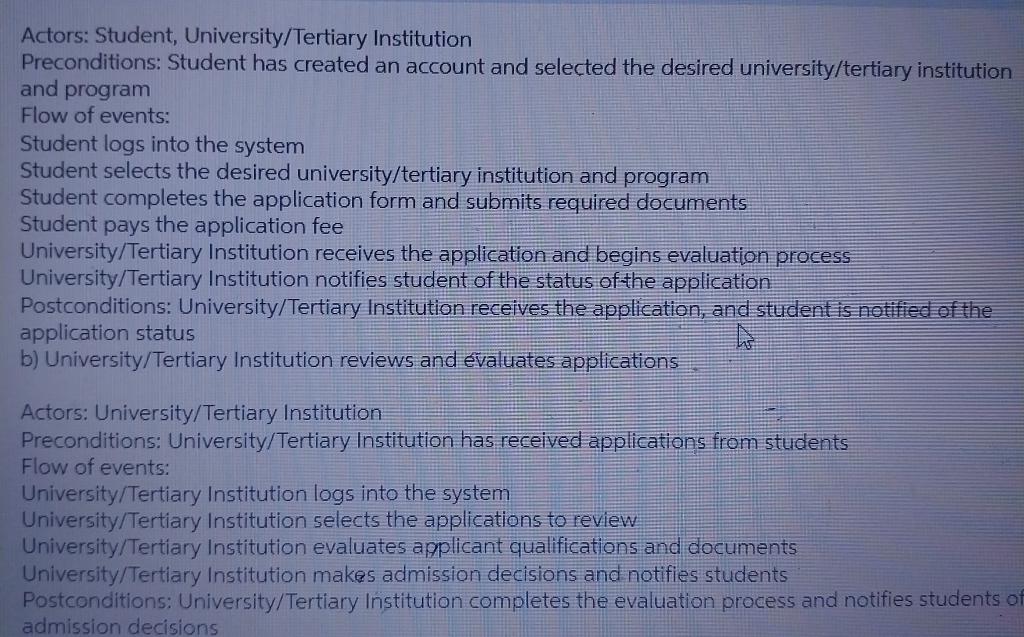 Actors: Student, University/Tertiary Institution | Chegg.com