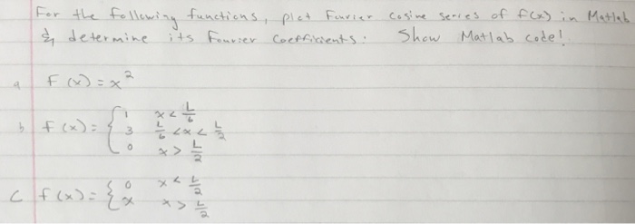 Solved For the following functions, plot Fourier series in | Chegg.com