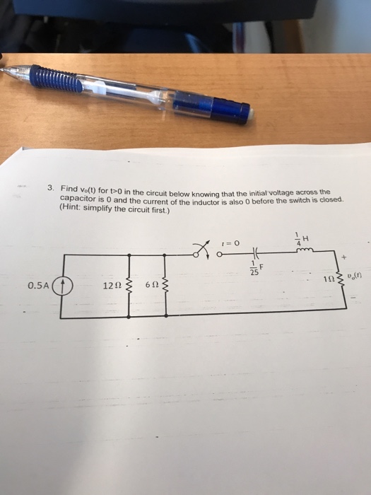 Solved 3. Find Vo(t) for to0 in the circuit below knowing | Chegg.com