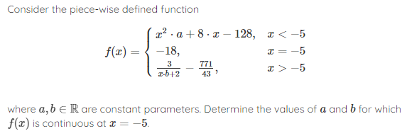 Solved Consider the piece-wise defined function | Chegg.com