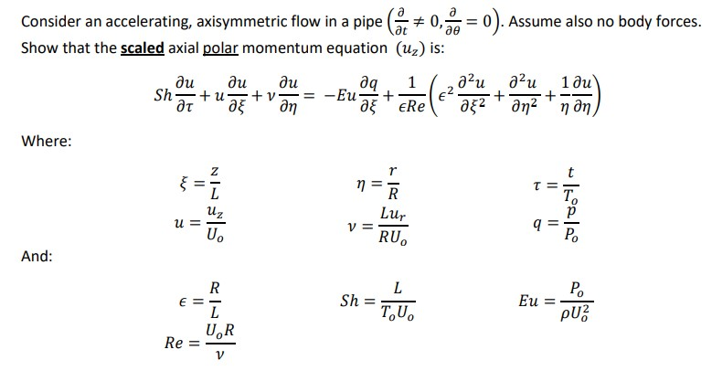 Consider an accelerating, axisymmetric flow in a | Chegg.com