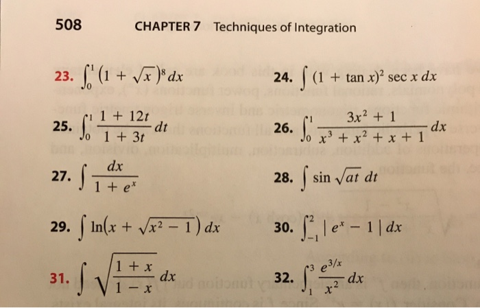 Solved 508 CHAPTER 7 Techniques of Integration (1+ dx fa (1 | Chegg.com