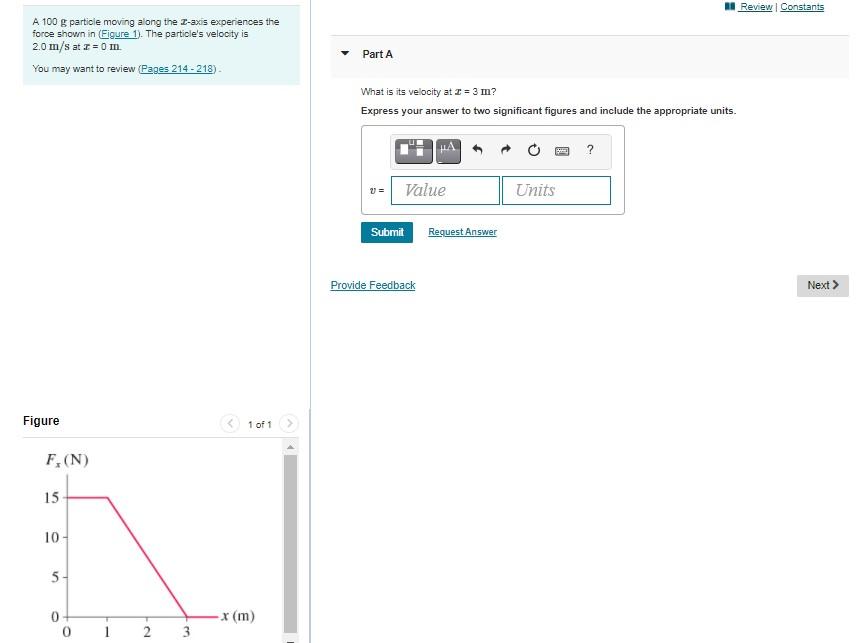 Solved Review Constants A 100 g particle moving along the | Chegg.com
