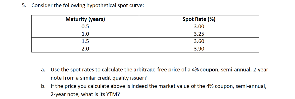 Solved 5. Consider the following hypothetical spot curve: | Chegg.com