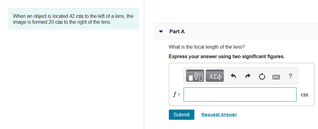 Solved When an object is located 42 cm to the left of a | Chegg.com