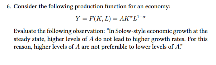 Solved Consider the following production function for an | Chegg.com
