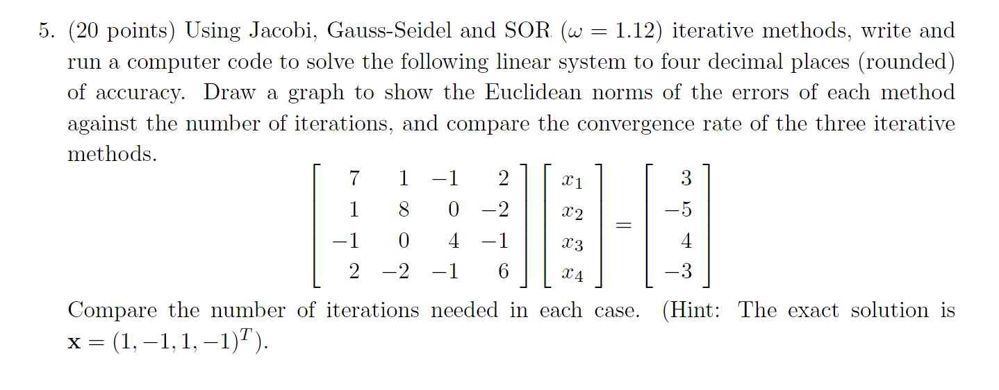 Solved Matlab only please. SOR is the one I need the most. | Chegg.com