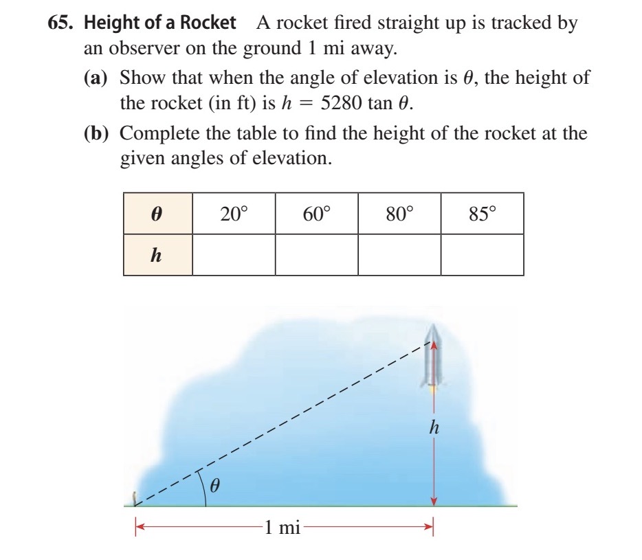 Solved 65. height of a Rocket A rocket fired straight up is | Chegg.com