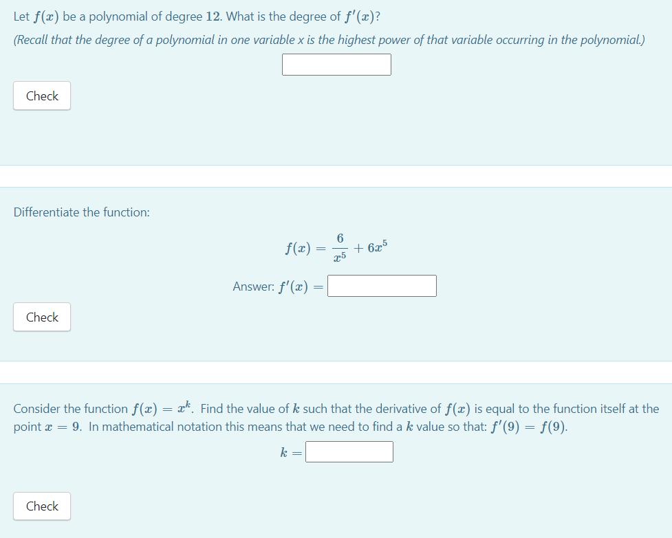Solved Let f(x) be a polynomial of degree 12 . What is the | Chegg.com