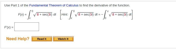 Solved Use Part 1 of the Fundamental Theorem of Calculus to | Chegg.com