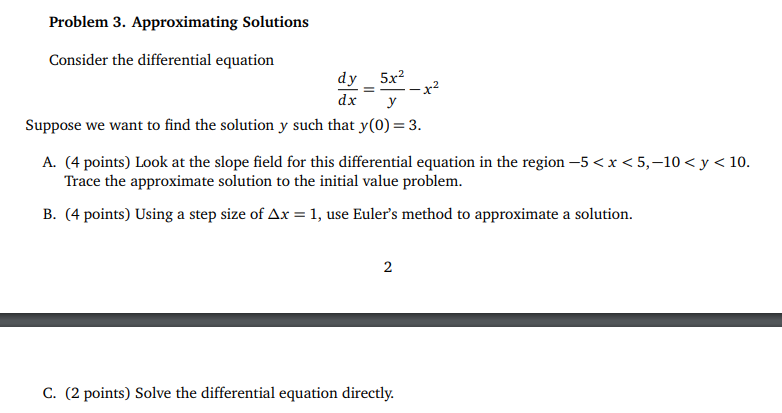 Solved = Problem 3. Approximating Solutions Consider the | Chegg.com