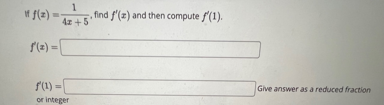 Solved If f(x)=4x+51, find f′(x) and then compute f′(1) | Chegg.com