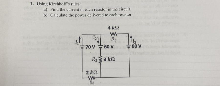 Solved Using Kirchhoff's rules:a) ﻿Find the current in each | Chegg.com