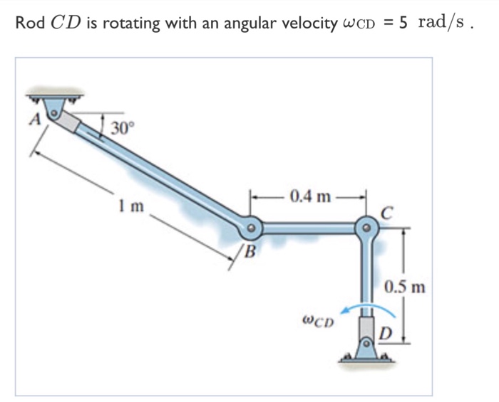 Solved Rod CD is rotating with an angular velocity wcD 5 | Chegg.com